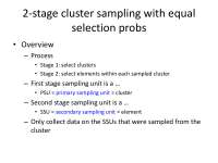 2 Stage Cluster Sampling - Survey Sampling Techniques - Lecture Slides | Slides Survey Sampling ...