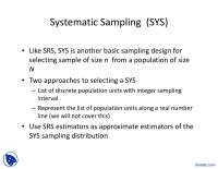 Systematic Sampling - Survey Sampling Techniques - Lecture Slides - Docsity