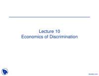 Economics of Discrimination - Labor Economics - Lecture Slides - Docsity