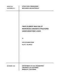 FINITE ELEMENT ANALYSIS OF REINFORCED CONCRETE STRUCTURES UNDER MONOTONIC LOADS - FINITE - Docsity