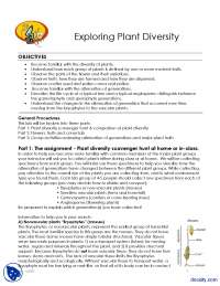 Plant Diversity - Biology - Lab Handout | Exercises Biology | Docsity