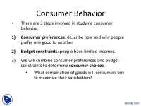 Consumer Behavior - Intermediate Microeconomics - Lecture Slides - Docsity