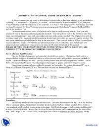 Qualitative Tests for Alcohols - Organic Chemistry - Lab Manual | Study ...