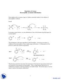 Reactions of Arenes - Organic Chemistry - Lecture Notes - Docsity