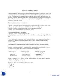 Alcohols and Alkyl Halides - Organic Chemistry - Lecture Notes - Docsity
