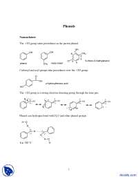 Phenols - Organic Chemistry - Lecture Notes - Docsity