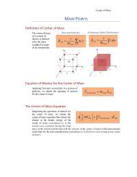 Center of Mass - Physics for Scientists and Engineers I - Lecture Summary - Docsity