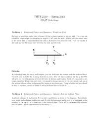 Rotational Statics - Physics for Scientists and Engineers I - Solved Problem Sets - Docsity