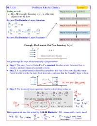Boundary Layer Equations - Fluid Flow - Handout - Docsity