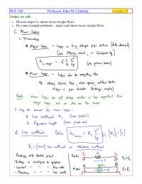 Pipe Flows - Fluid Flow - Handout - Docsity