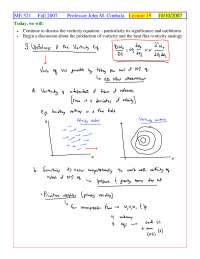 Production of Vorticity - Foundations of Fluid Mechanics I - Handout - Docsity