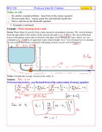 Bernoulli Equation - Fluid Flow - Handout | Exercises Fluid Dynamics - Docsity