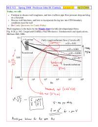 Wall Roughness - Foundations of Fluid Mechanics II - Handout - Docsity