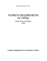 NRCSwine - Requerimentos nutricionais para suinos - tabelas NRC - Docsity