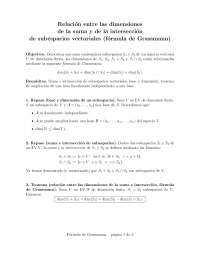 Formula de Grassmann - Ejercicios de Álgebra Lineal - Docsity