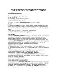Present Perfect tense: análise do texto - Docsity