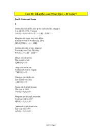 What Day - Conversational Mandarin Chinese - Handout - Docsity