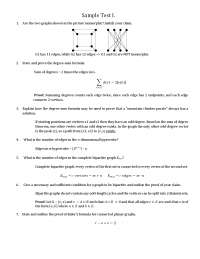 Sample Test 1 with Solution for Graph Theory | MATH 3116 - Docsity