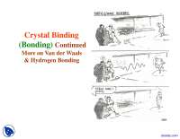 Crystal Binding, Van der Waals - Solid State Physics - Lecture Slides - Docsity