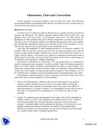Dimensions, Units, Conversion - Junior Physics - Lecture Notes - Docsity