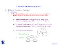 Coordination Chemistry Structure - Advanced Inorganic Chemistry - Lecture Slides - Docsity