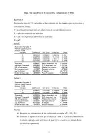 ECONOMETRIA I EJERCICIOS T3 - Ejercicios de Econometría - Docsity