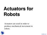 Actuators for Robots - Embedded Intelligent Robotics - Lecture Slides - Docsity