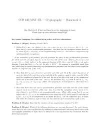 Pseudorandom Generator - Introduction to Cryptography - Homework - Docsity