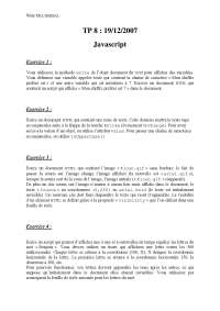Exercices sur le thème de javascript - Docsity