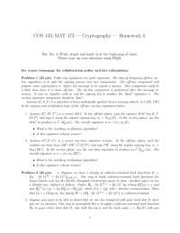 Public Key Signatures - Introduction to Cryptography - Homework - Docsity