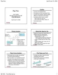 Pipe Flow - Fluid Mechanics - Lecture Slides - Docsity