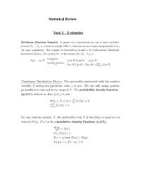 Estimation - Econometrics - Lecture Notes - Docsity