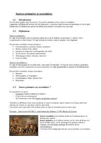 Notes sur les sources primaires et secondaires - Docsity