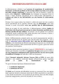 Differenziamento cellulare - Appunti di biologia - Docsity