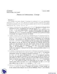Exercices sur la théorie de l'information - correction | Exercices Applications des sciences ...