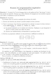 Exercices sur la programmation impérative - langage C - examen | Examens Application ...