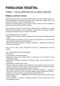 FISIOLOGIA VEGETAL TEMA 1 - PECULIARITATS DE LA VIDA VEGETAL - Apuntes ...