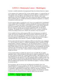 Otimização Linear - Modelagem - Otimização Linear - Modelagem - Docsity