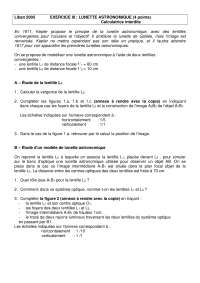 Exercices - physisque sur la lunette astronomique - Docsity