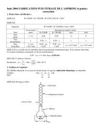 Exercices - biochimie - fabrication puis titrage de l'aspirine - correction - Docsity