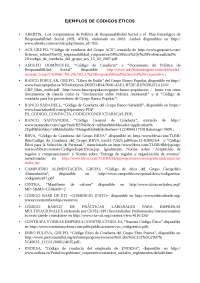 Ejemplos de codigos eticos - Ejercicios de Psicología del Trabajo - Docsity