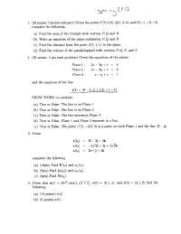 6 Questions - Exam 1 - Calculus for Physical Scientists III | MATH 261 ...