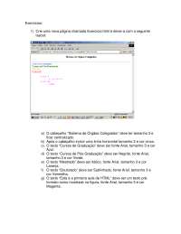 Exercicios de html - Exercicios resolvidos de html | Docsity