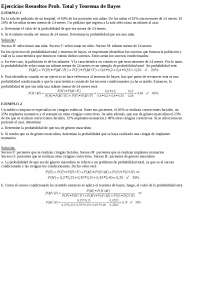 Teorema de bayes, ejercicios - Ejercicios de Biología - Docsity