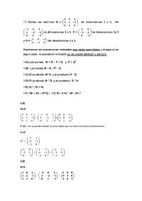 Ejercicios de matrices resueltos - 3x3 - Matemáticas | Ejercicios de Matemáticas | Docsity