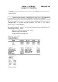 Examen de econometria 1 - Exámenes de Psicología - Docsity