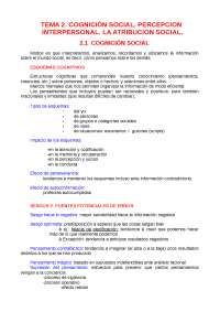 TEMA 2. COGNICIÓN SOCIAL. PERCEPCION INTERPERSONAL. LA ATRIBUCION S ...
