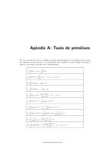 Taula de primitives essencial - Apuntes de Cálculo diferencial y ...