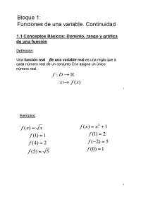 Bloque 1: Funciones de una variable. Continuidad 1.1 Conceptos Básicos: Domini - Exámenes de ...