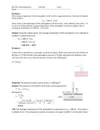 Sample Midterm 1 - Introduction to Thermodynamics | ENGR 210 - Docsity
